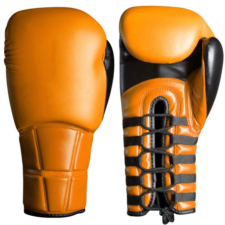 Leather training adjustable punched boxing gloves