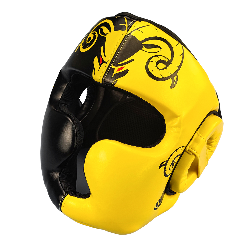 Yellow and black mixed boxing helmet